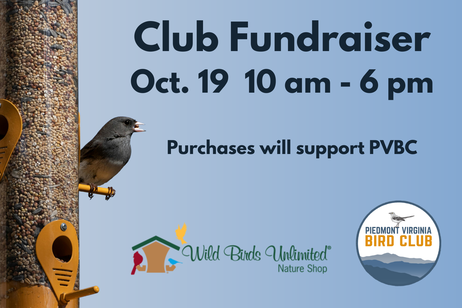 Club Fundraiser with Wild Birds Unlimited Oct. 19 - Piedmont Virginia ...